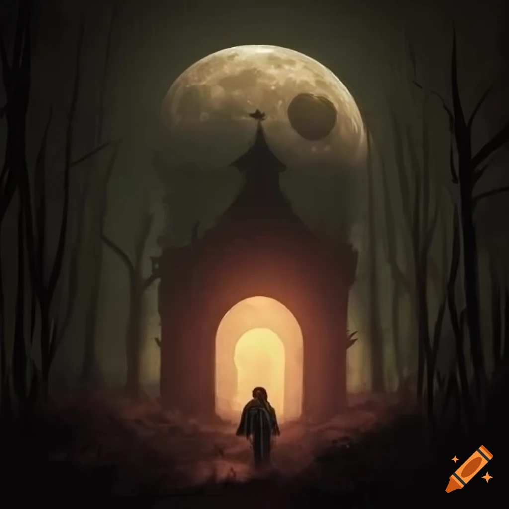 Eerie cover art for a horror game with a journalist in an abandoned ...