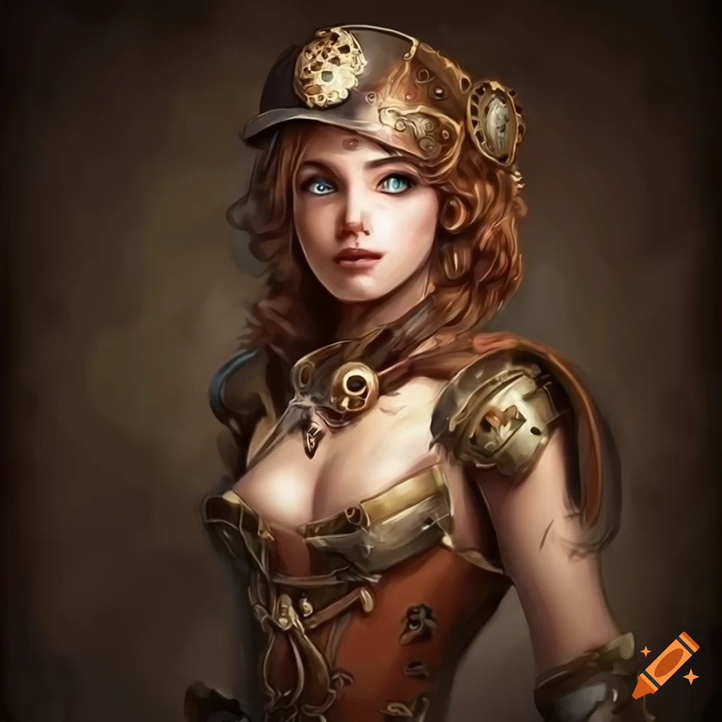 Girl in steampunk armor on Craiyon