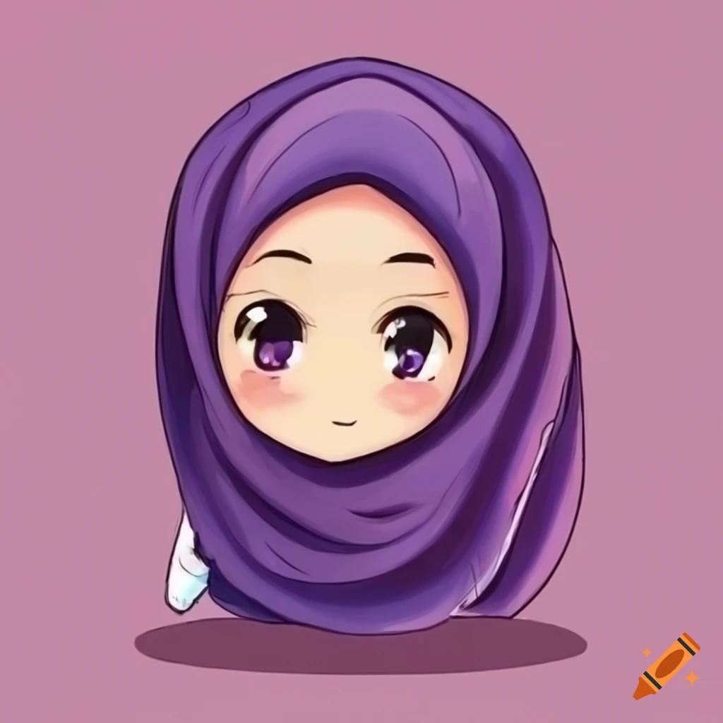 Chibi style hijabi girl showcasing various moods and angles on Craiyon