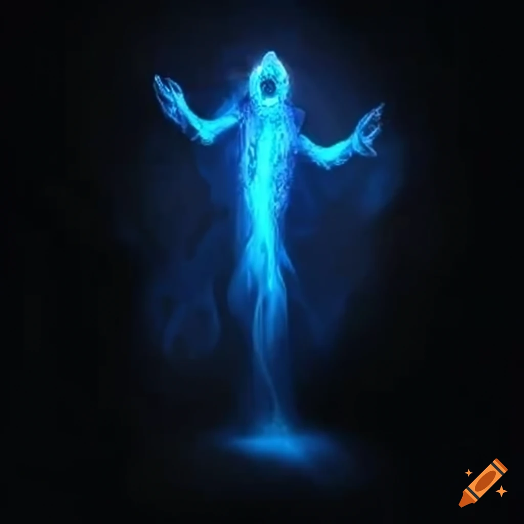 Glowing evil spirit in the form of dust on Craiyon