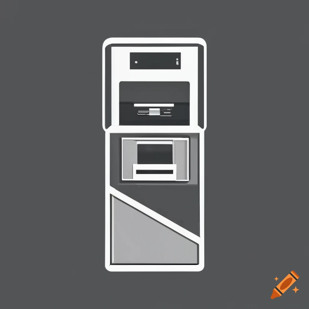 Sleek and modern ATM icon design in minimalist monochrome style on Craiyon