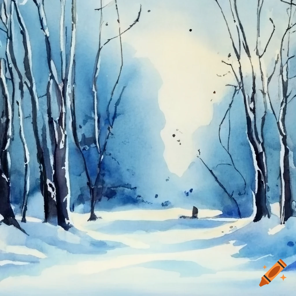 Winter watercolor painting on Craiyon