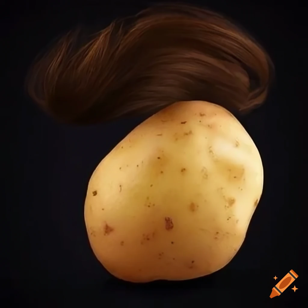 Potato with luxurious hair on Craiyon
