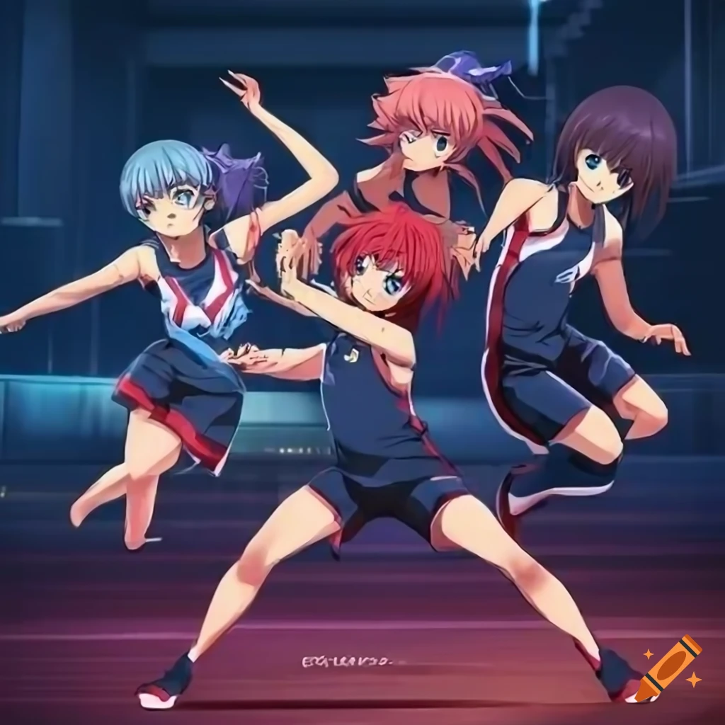 Anime athletes in dynamic poses passionately participating in their ...