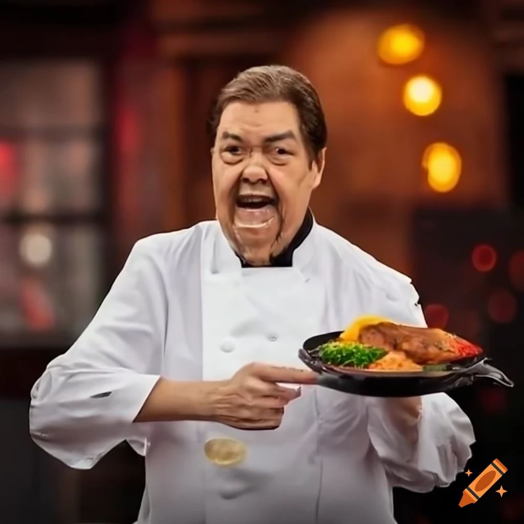 Chef demonstrating culinary skills at the grill on Craiyon