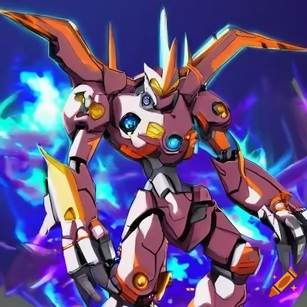 Digimon-style anime mecha on Craiyon
