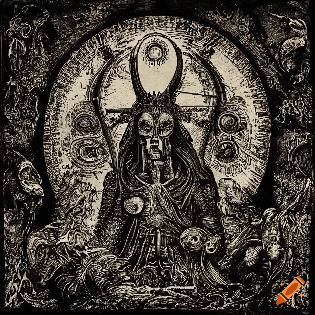 Intricate baroque etchings of the apocalypse in ancient mystical art ...