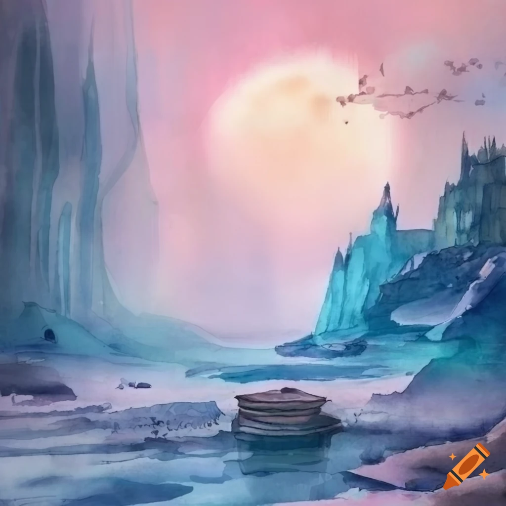 Calm fantasy library in watercolor style on Craiyon