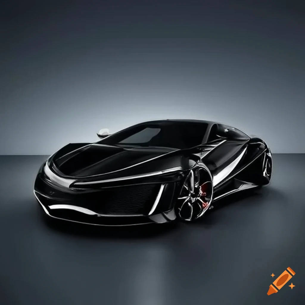 Sleek and luxurious black sports car with shining rims on Craiyon