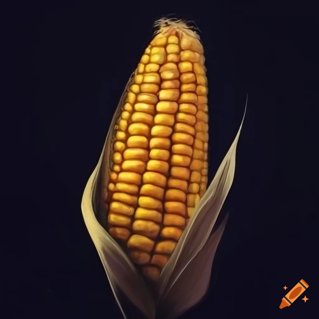 Abstract painting of a corn ear on dark background on Craiyon