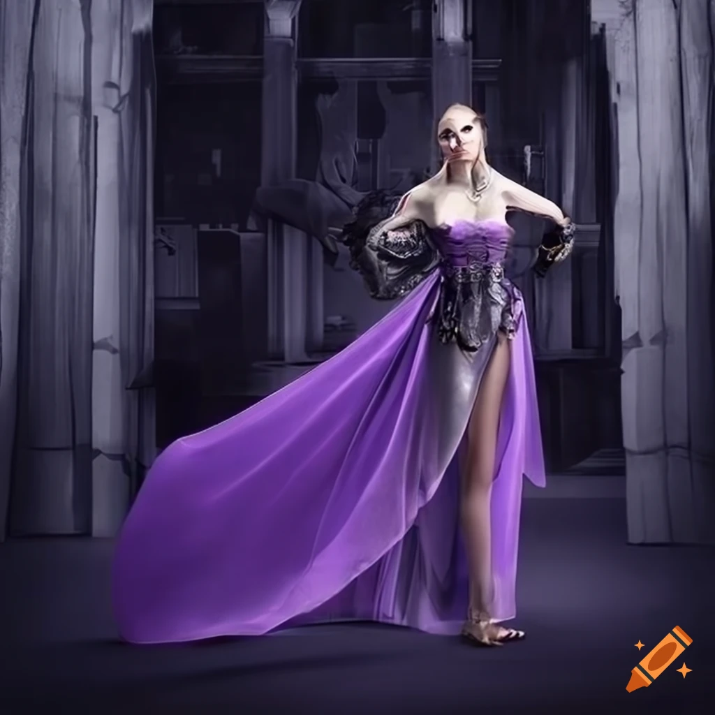Futuristic Medieval era princess in opulent three-color dress on Craiyon