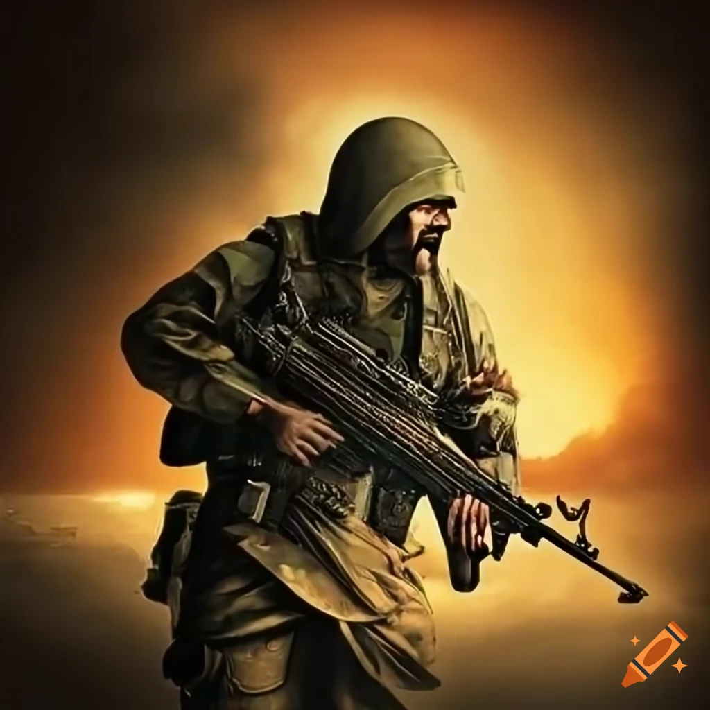 Islamic soldier on the battlefield with Surah Ikhlas on Craiyon