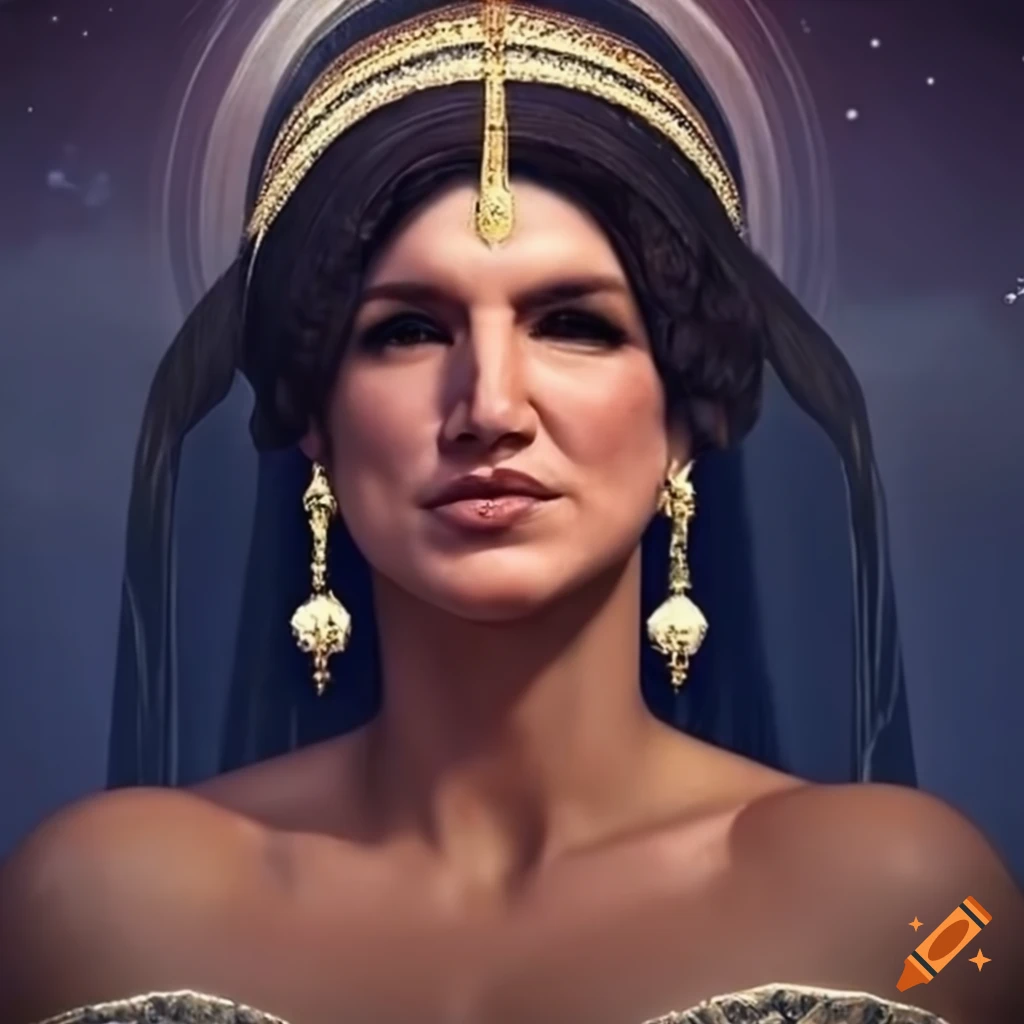 Actress gina carano as biblical queen esther in ancient persian garb - edwardian art nouveau ...