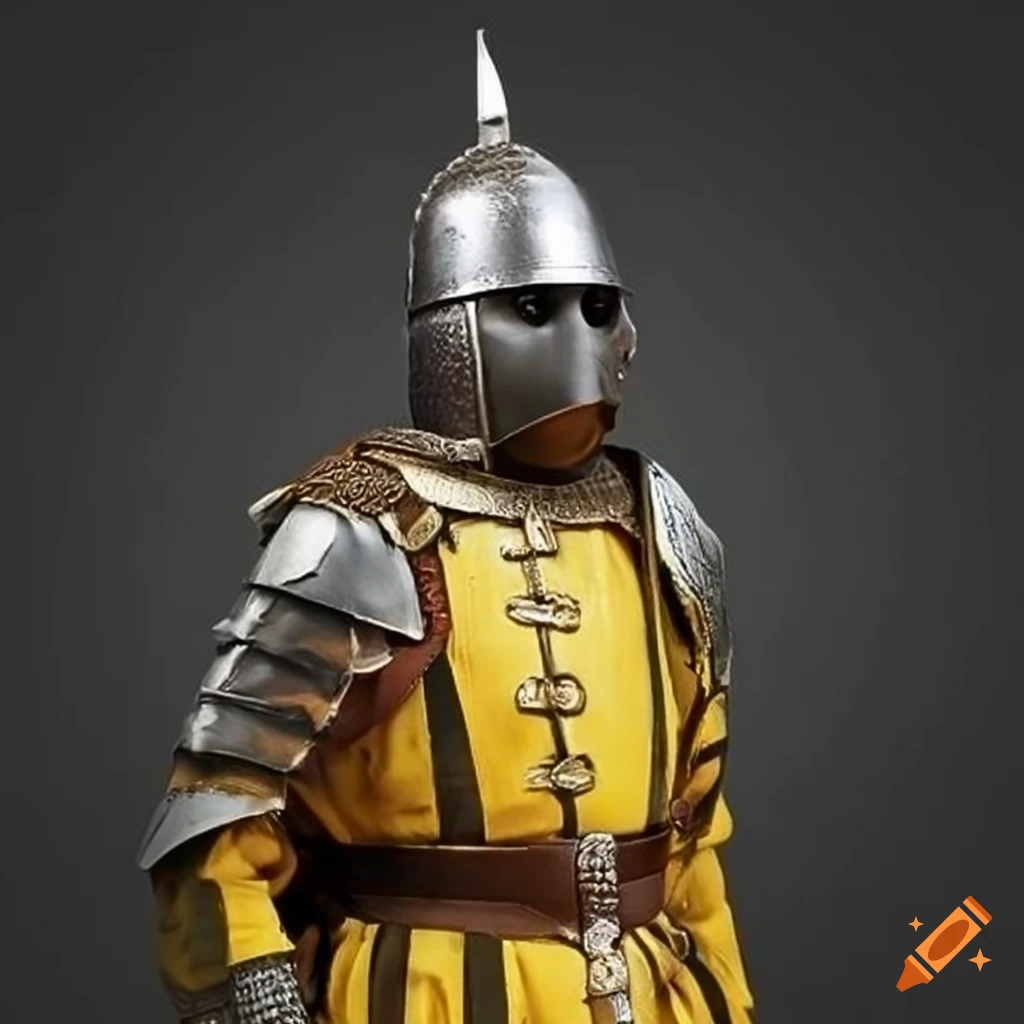 Medieval light infantry hussite in yellow and black outfit on Craiyon
