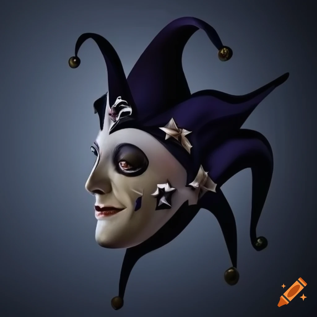 Minimalist star and jester's mask design blend on Craiyon