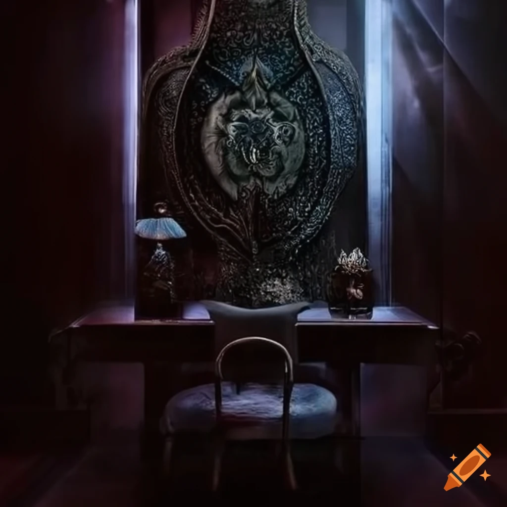 Classy indoor decoration in a dark villain's room on Craiyon