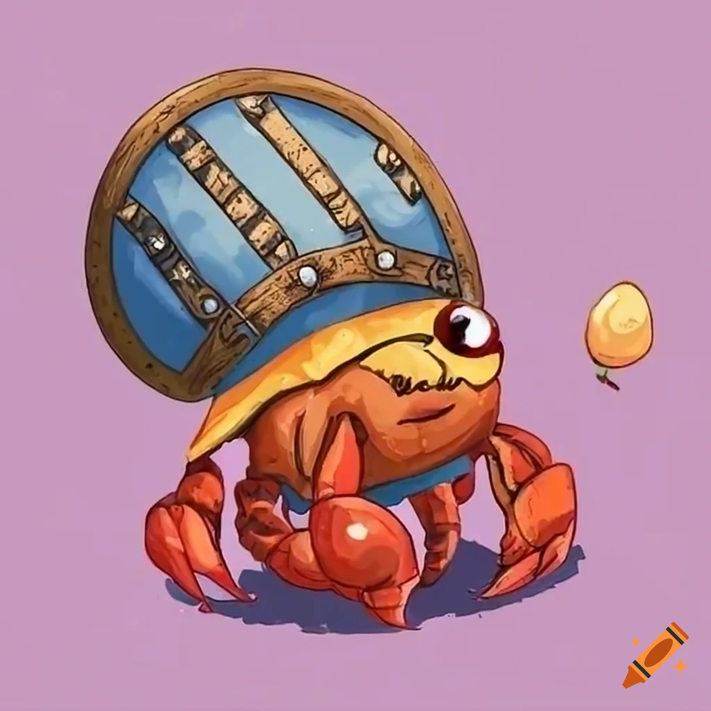 Cute hermit crab with a viking shield shell on Craiyon