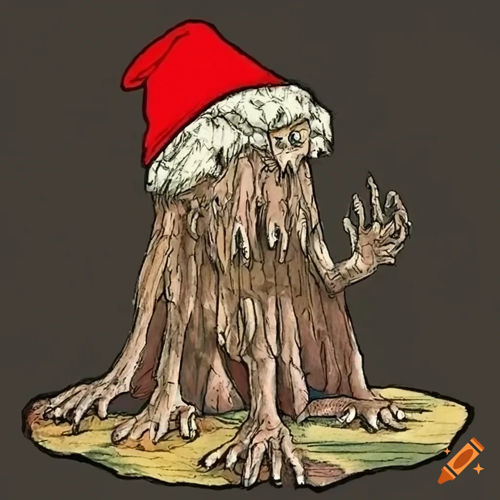 Red-cap, malevolent creature from European folklore in a forest setting ...
