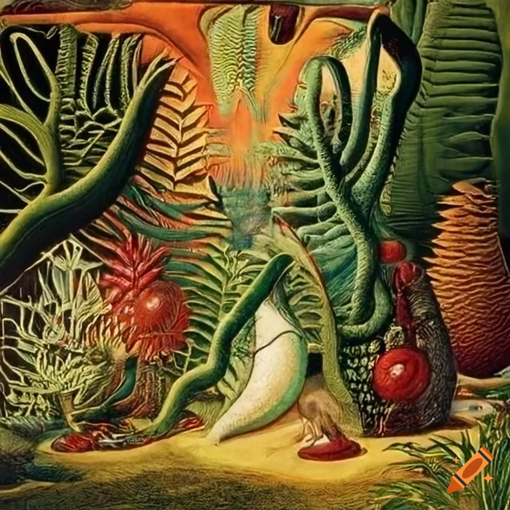 Organic machine art featuring sci-fi elements in a detailed sectional ...