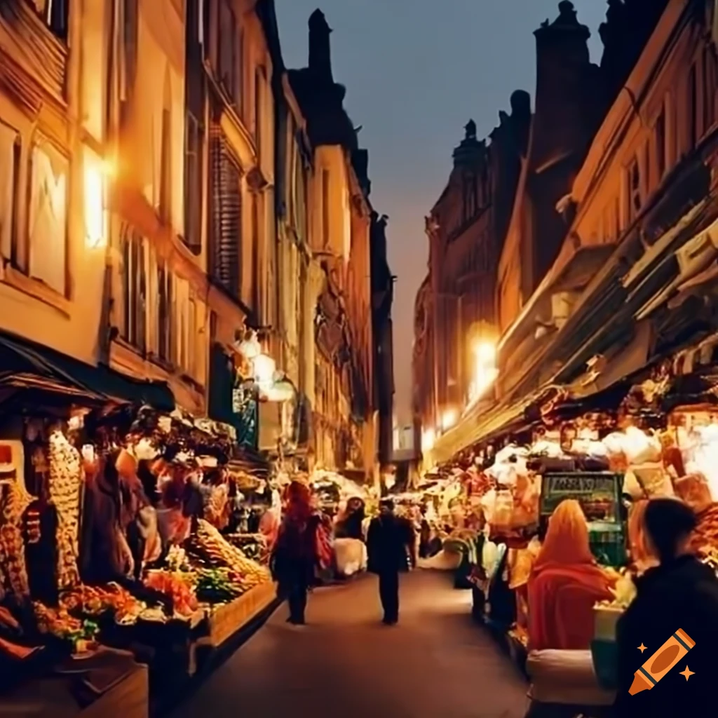 Busy market place scene on Craiyon