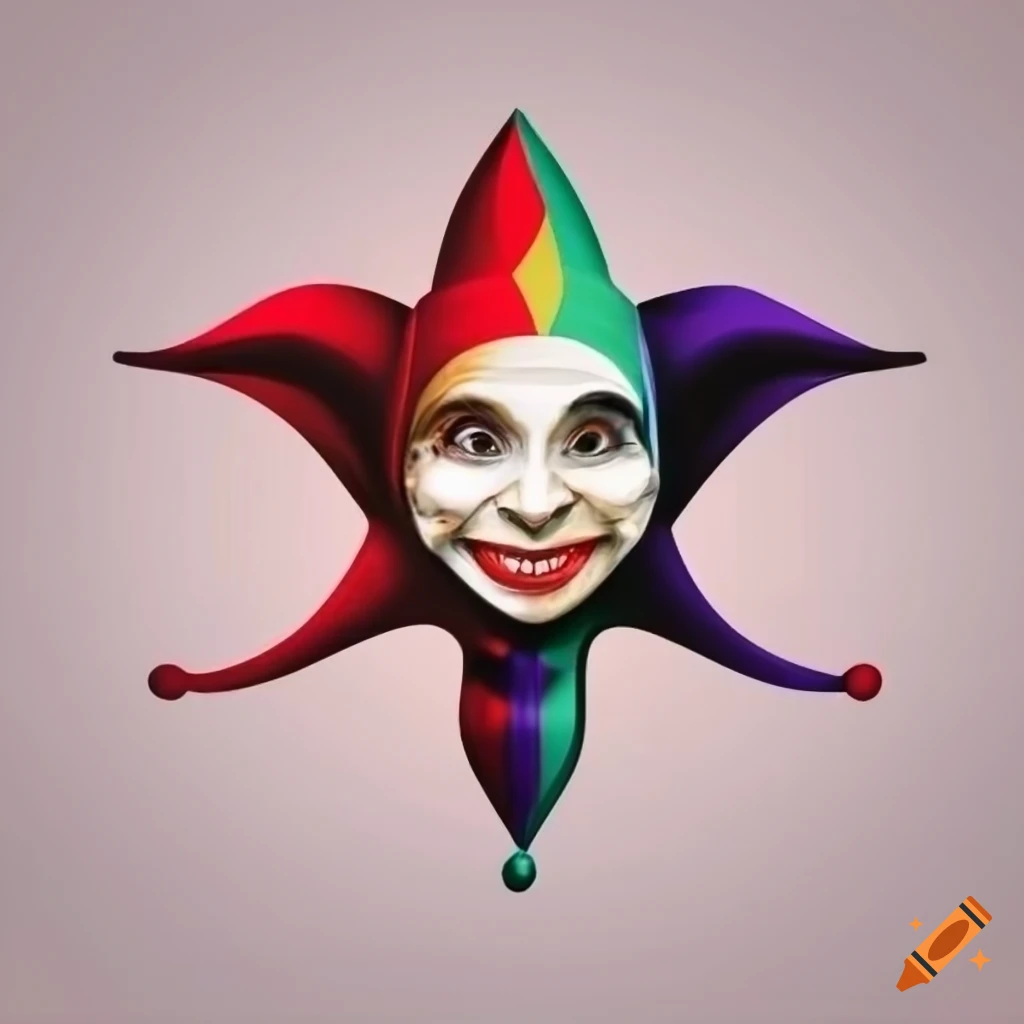 Star logo with jester's smiling face in the center on Craiyon