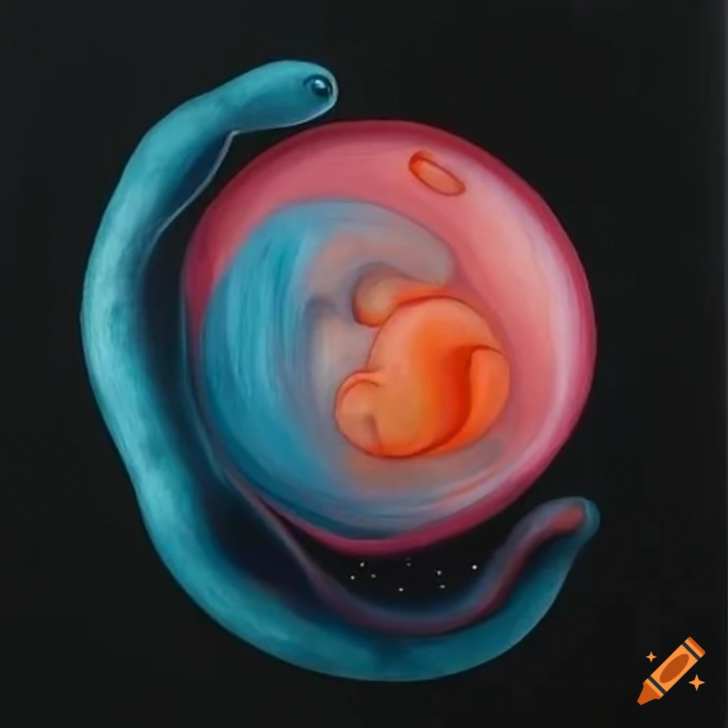 Graceful acrylic painting of a floating embryo on Craiyon