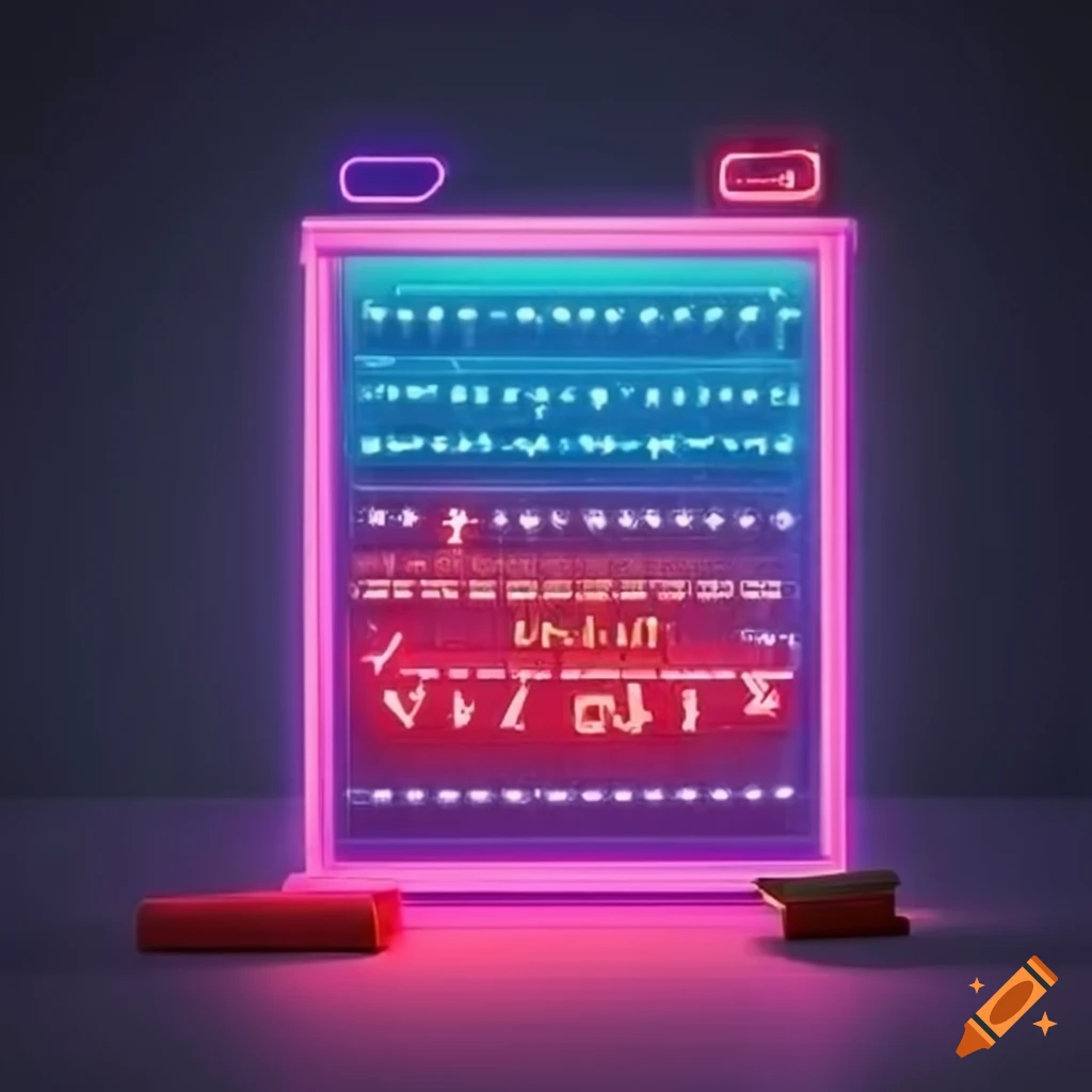 Neon math equations on a schoolboard on Craiyon