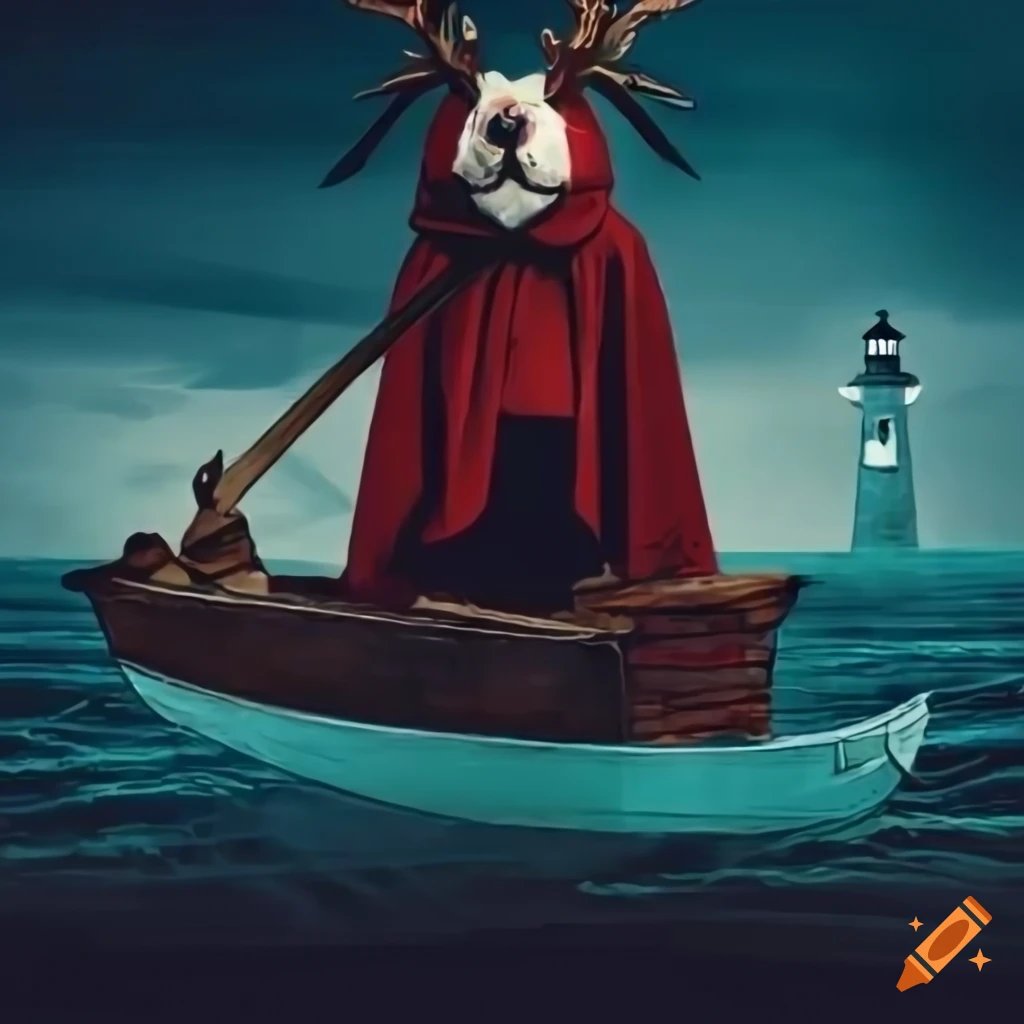 Tarot card in vintage circus style with cloaked figure and rabbit face ...