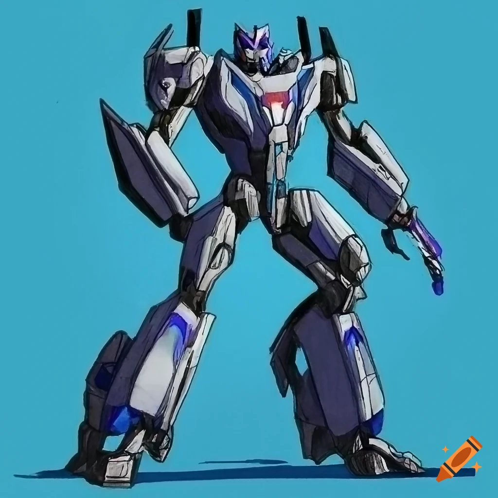 Blue and gray detailed Decepticon Seeker Transformers robot full body ...