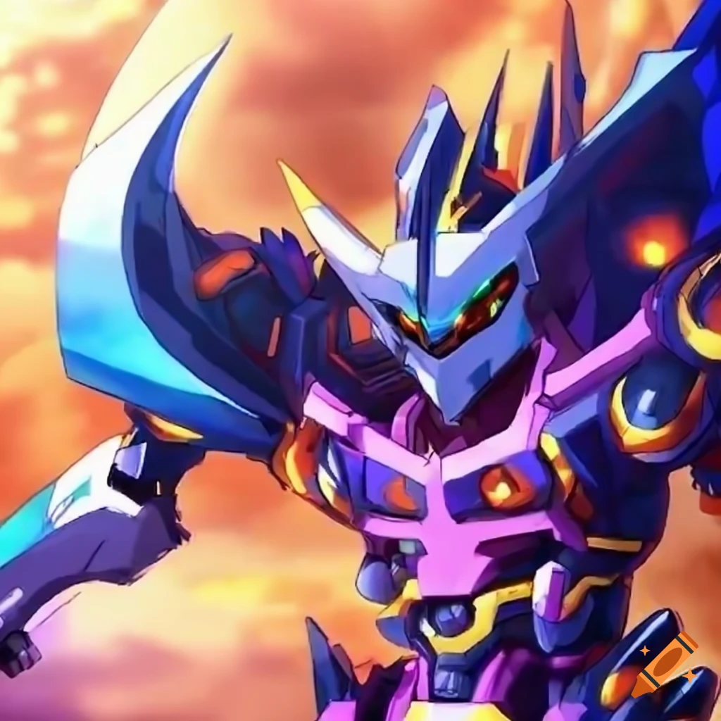 Digimon-style anime mecha on Craiyon