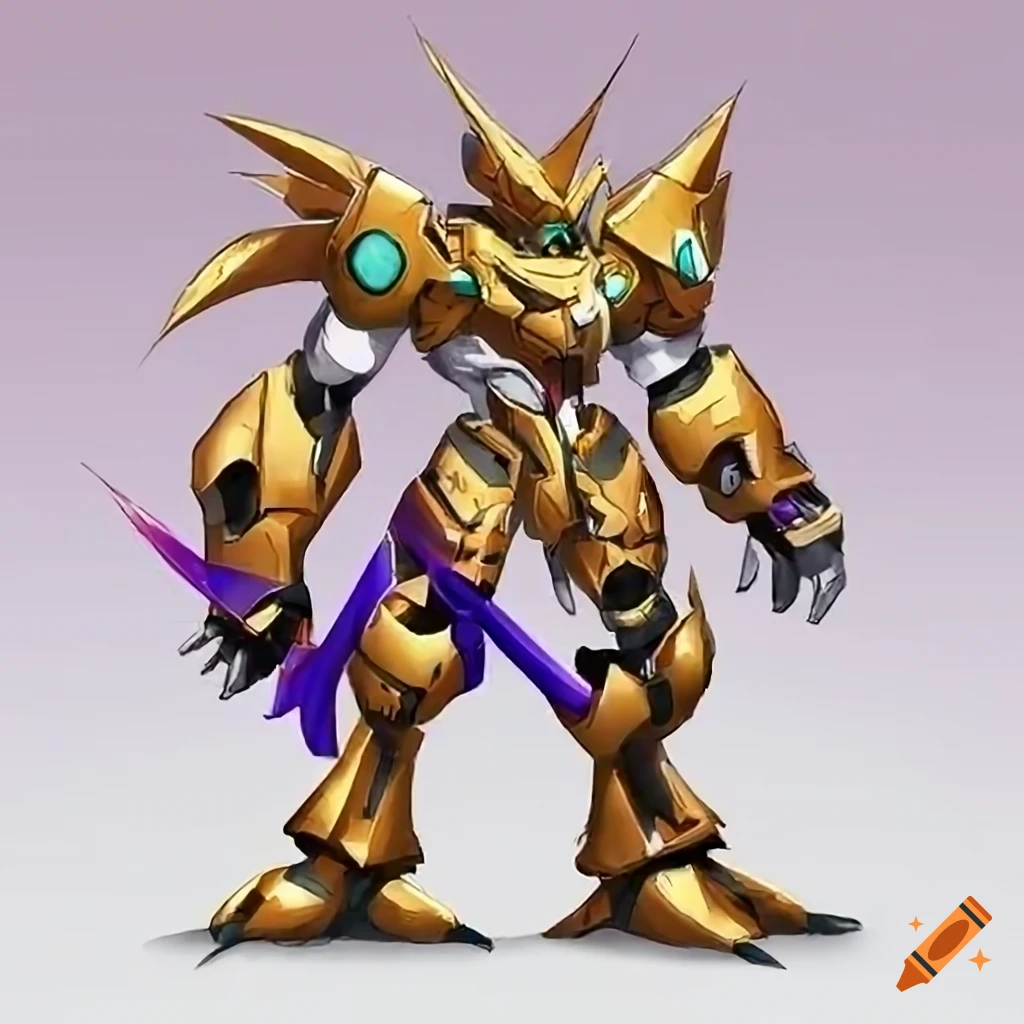 Digimon-style animated mecha design on Craiyon