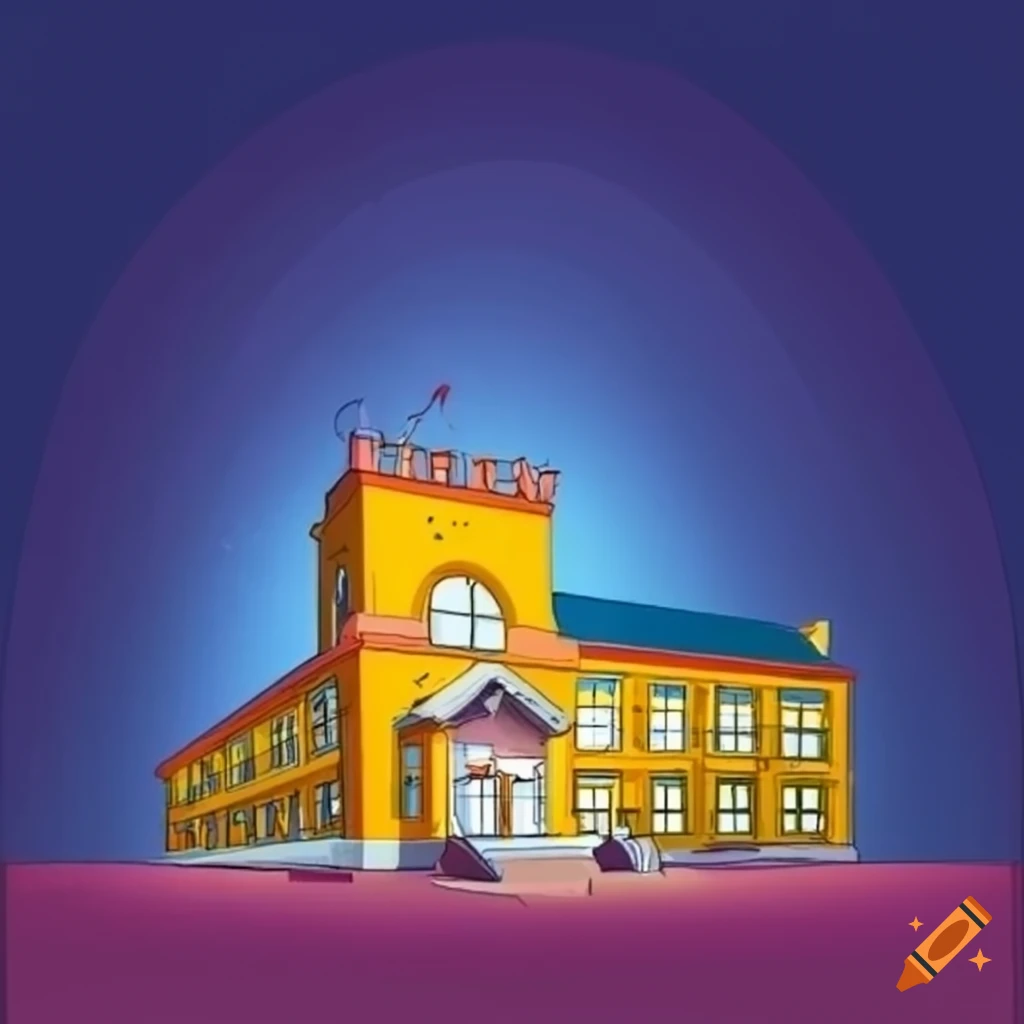 Institute or school scene with a cartoon design similar to the simpsons ...