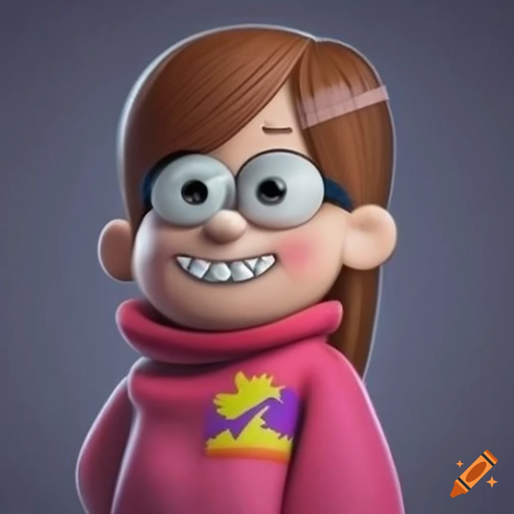 Portrait of Mabel Pines with high-resolution detail morphing into a ...
