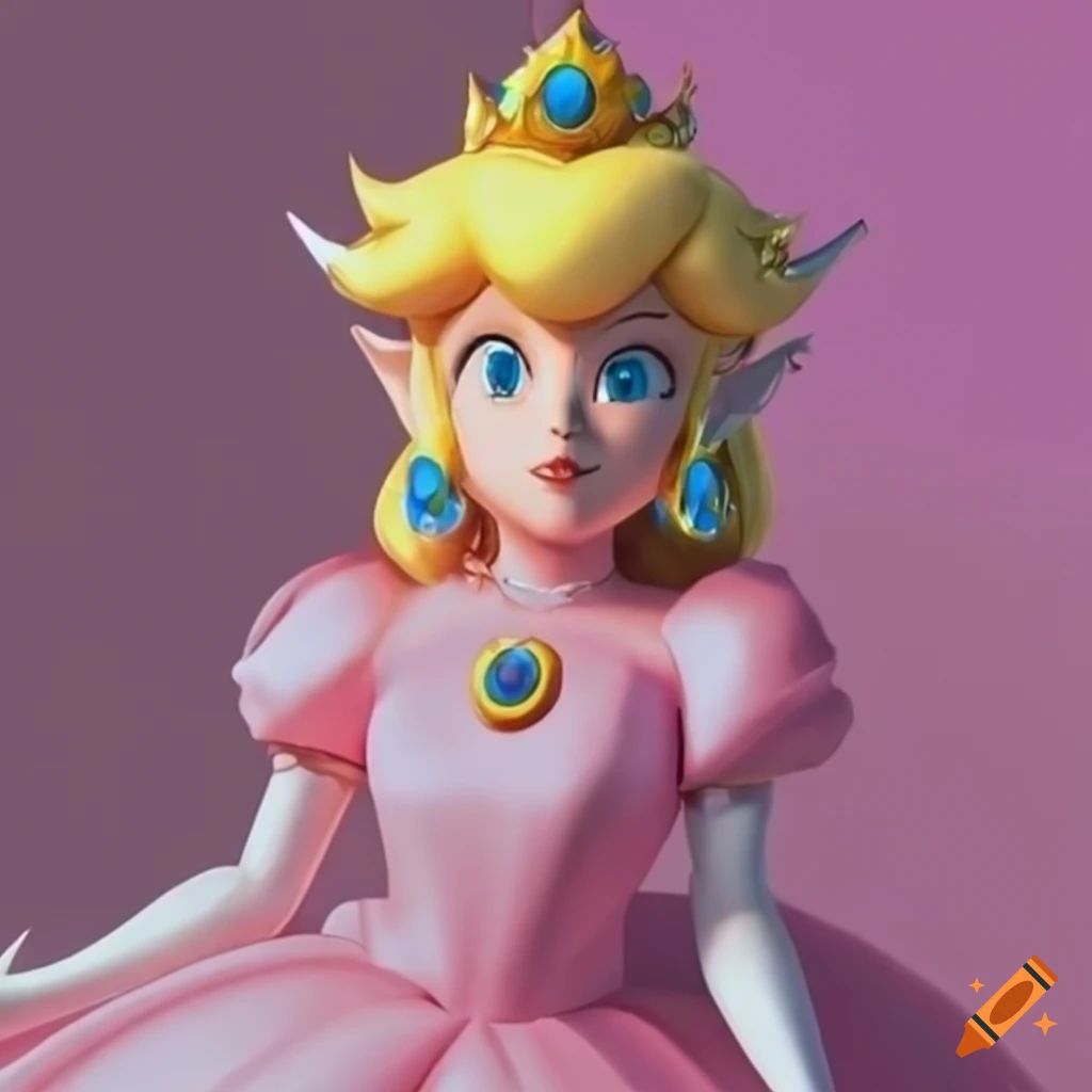Princess Peach And Link Posing In Pink Silk Ballgowns On Craiyon