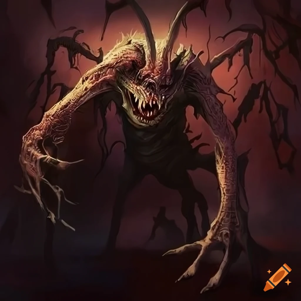 Terrifying nightmare creature inspired by magic the gathering art on Craiyon