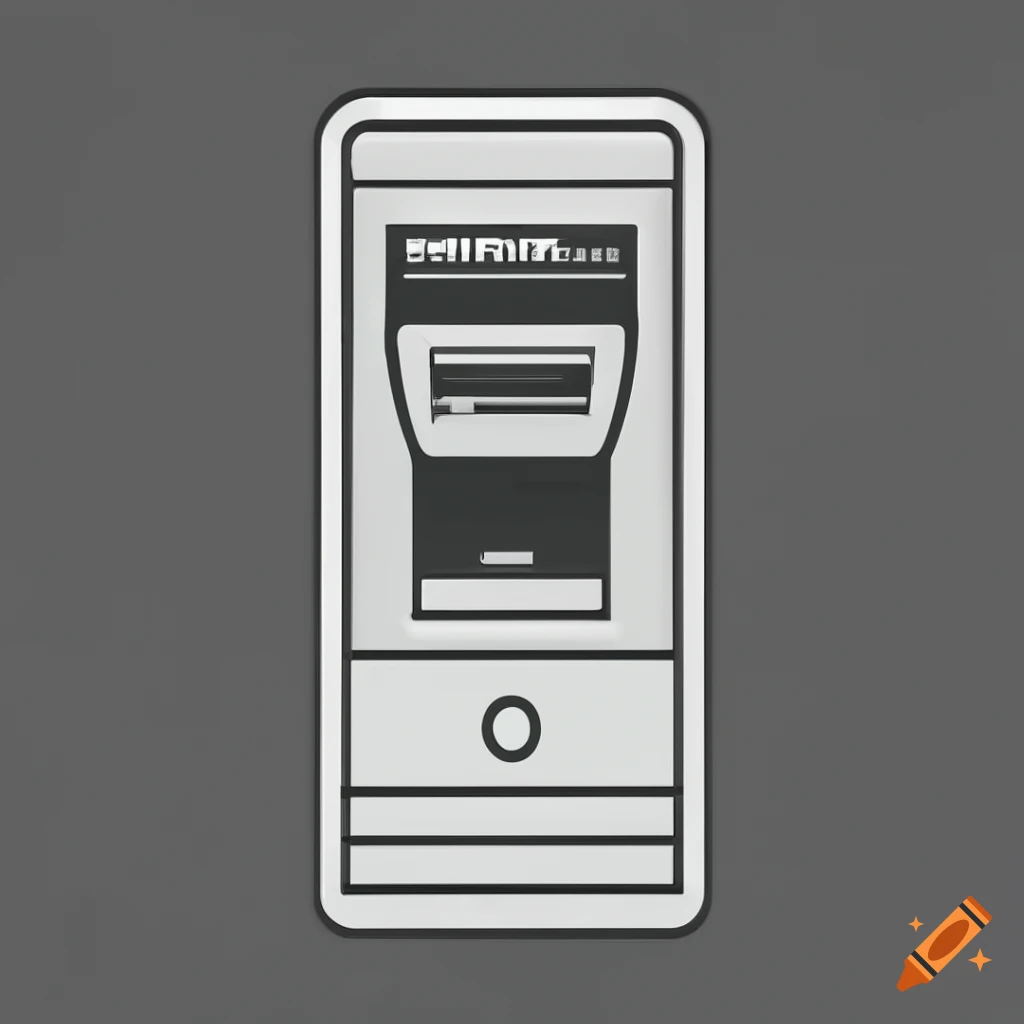 Sleek modern ATM icon design in minimalist monochrome style on Craiyon