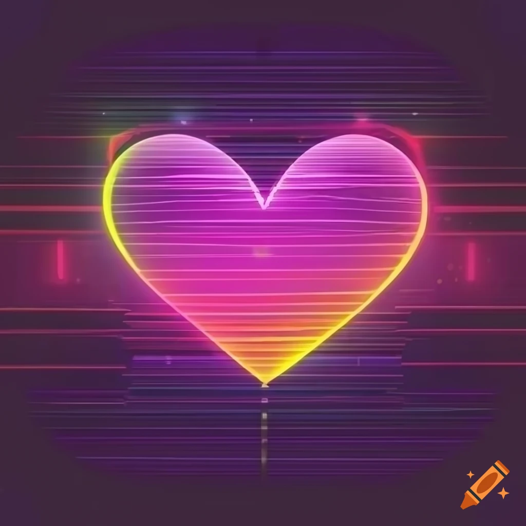 Synthwave background with heart shape design on Craiyon