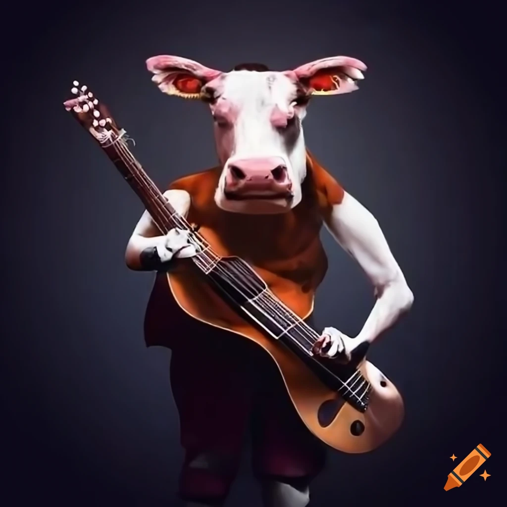 Cows playing guitar on Craiyon