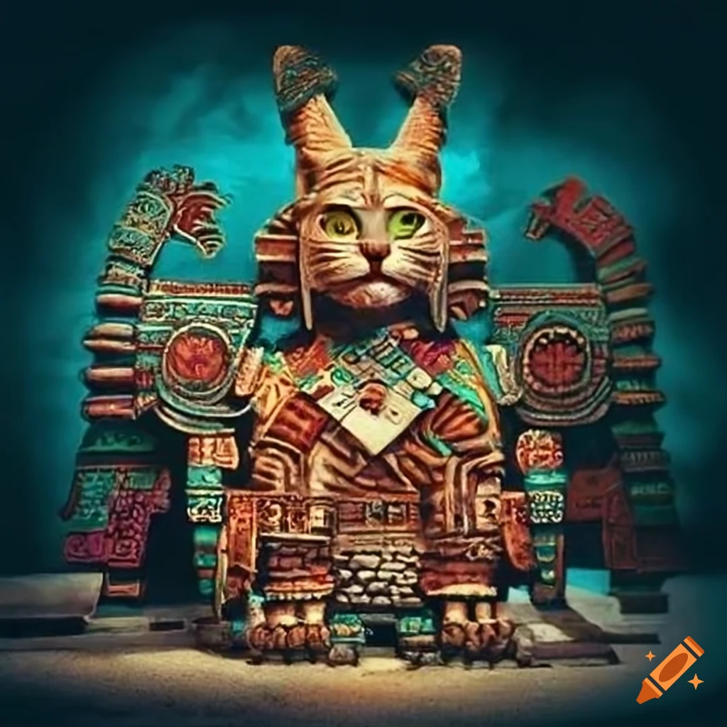 Cats in an aztec-inspired setting on Craiyon