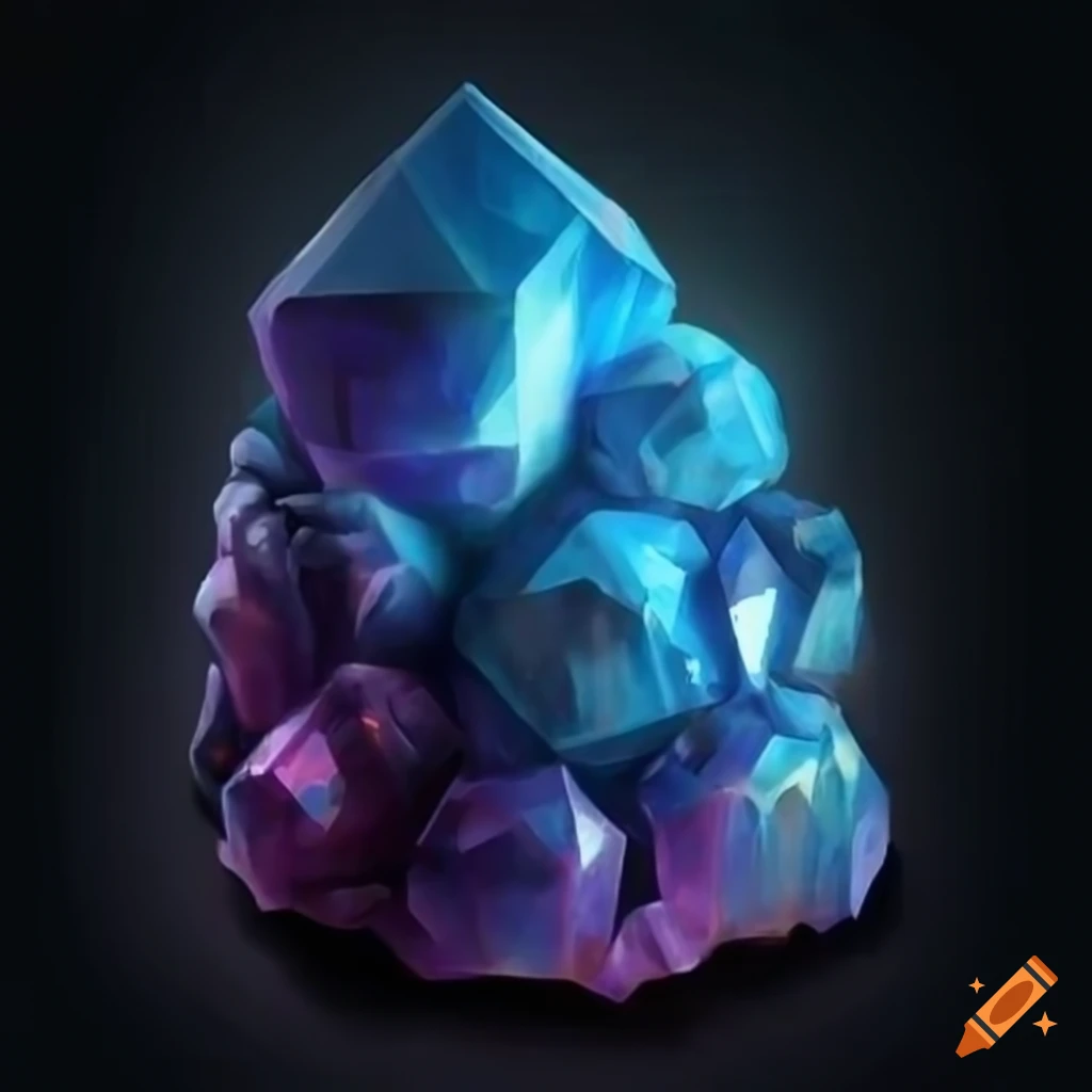 Magic ore in crystal form in a fantasy painting on Craiyon