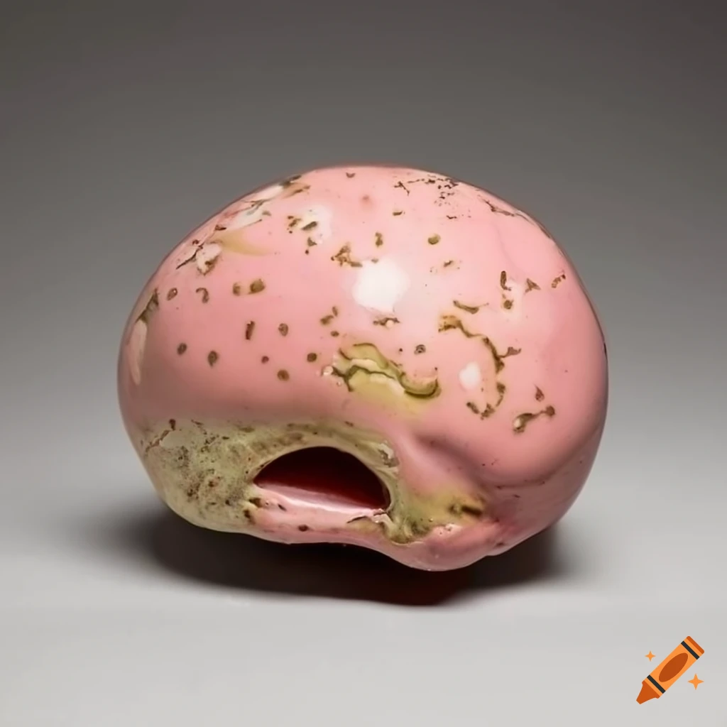 Pink crackle glazed clay blob with unique forms and textures on Craiyon
