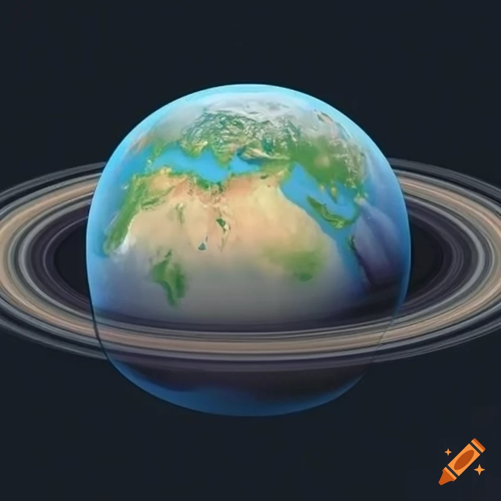 Hyperrealistic planet with rings resembling Saturn in Earth's colors on ...