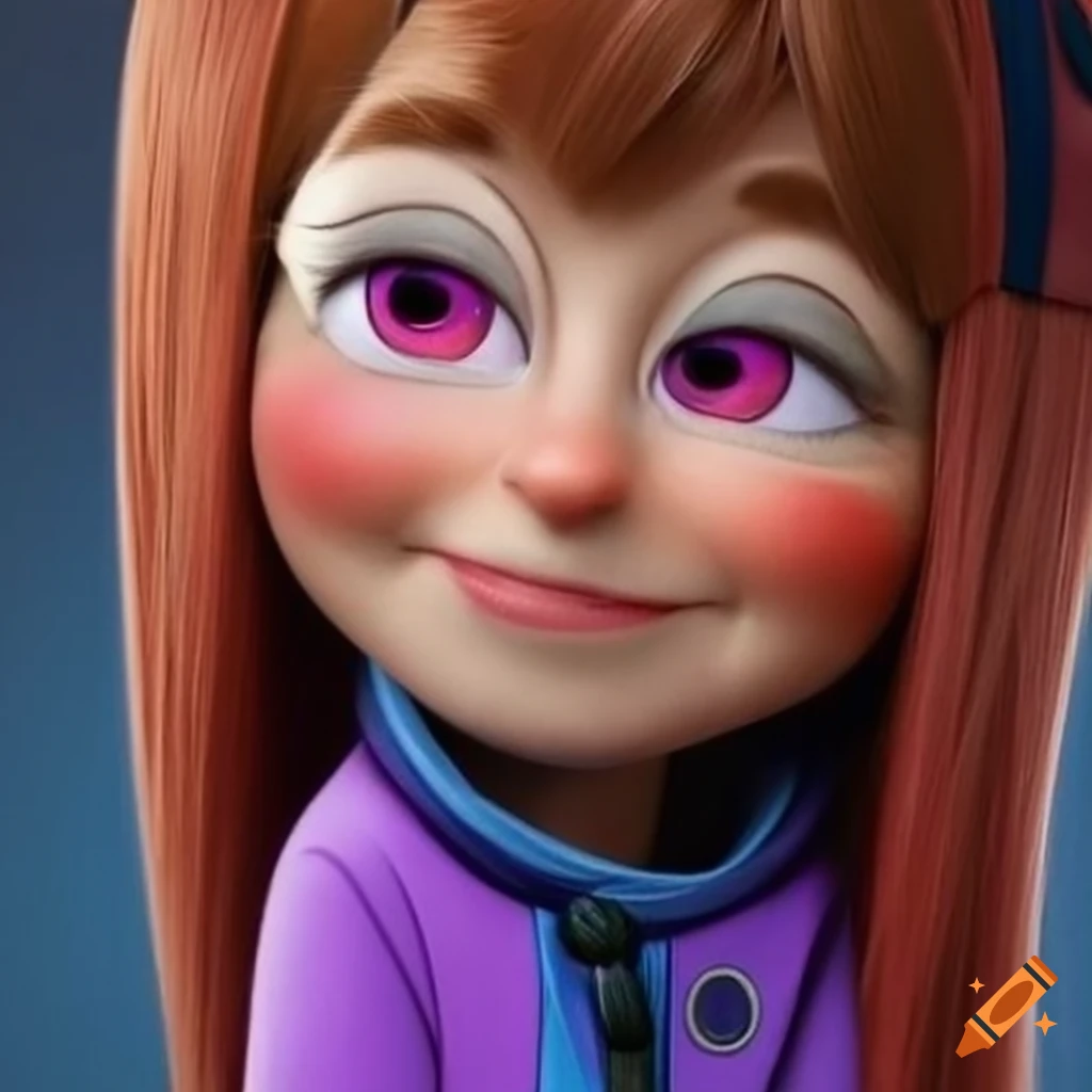 Portrait of Mabel Pines transitioning into Judy Hopps on Craiyon