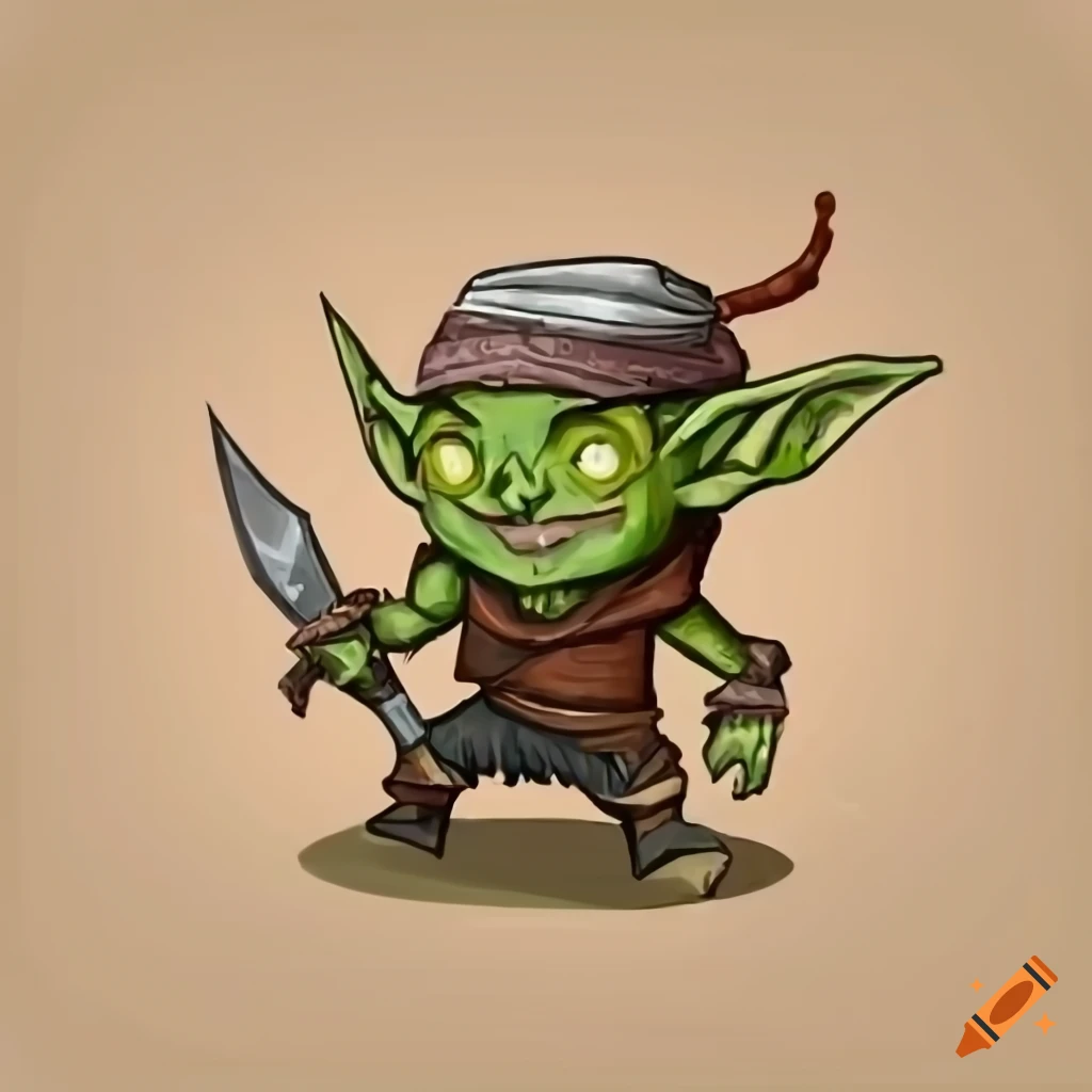 Chibi goblin with dagger and tattered hat on Craiyon