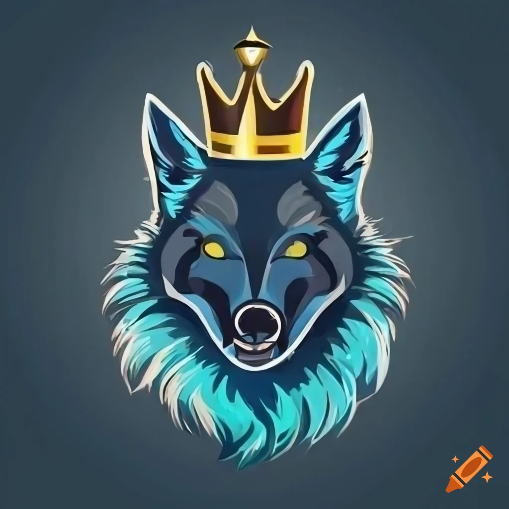 Wolf head logo with crown on Craiyon