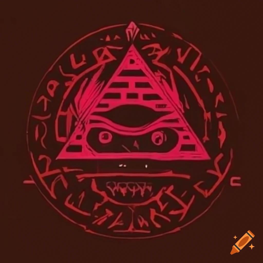 Metalcore logo with illuminati, calligraphy, and runes design on Craiyon