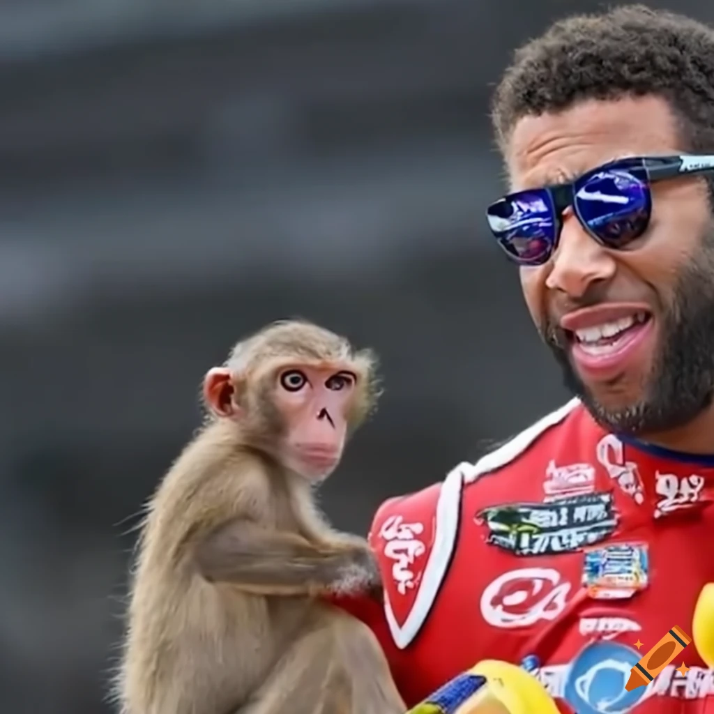 Bubba wallace with monkeys and bananas on Craiyon
