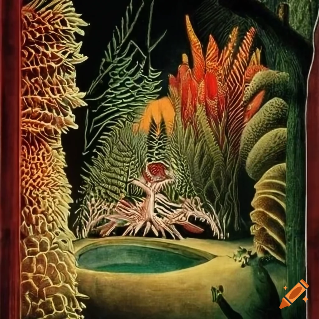 Organic machine art featuring sci-fi elements in a detailed sectional ...