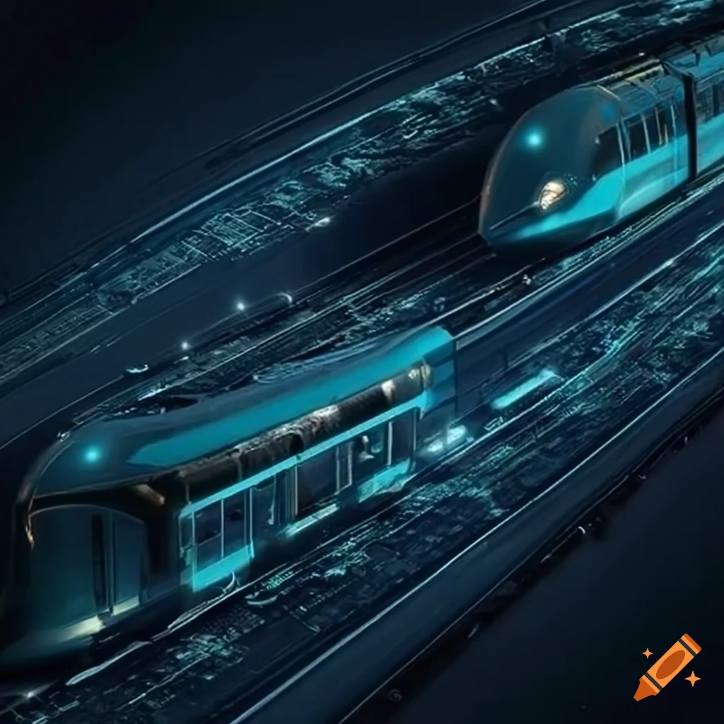 Futuristic train network map on Craiyon