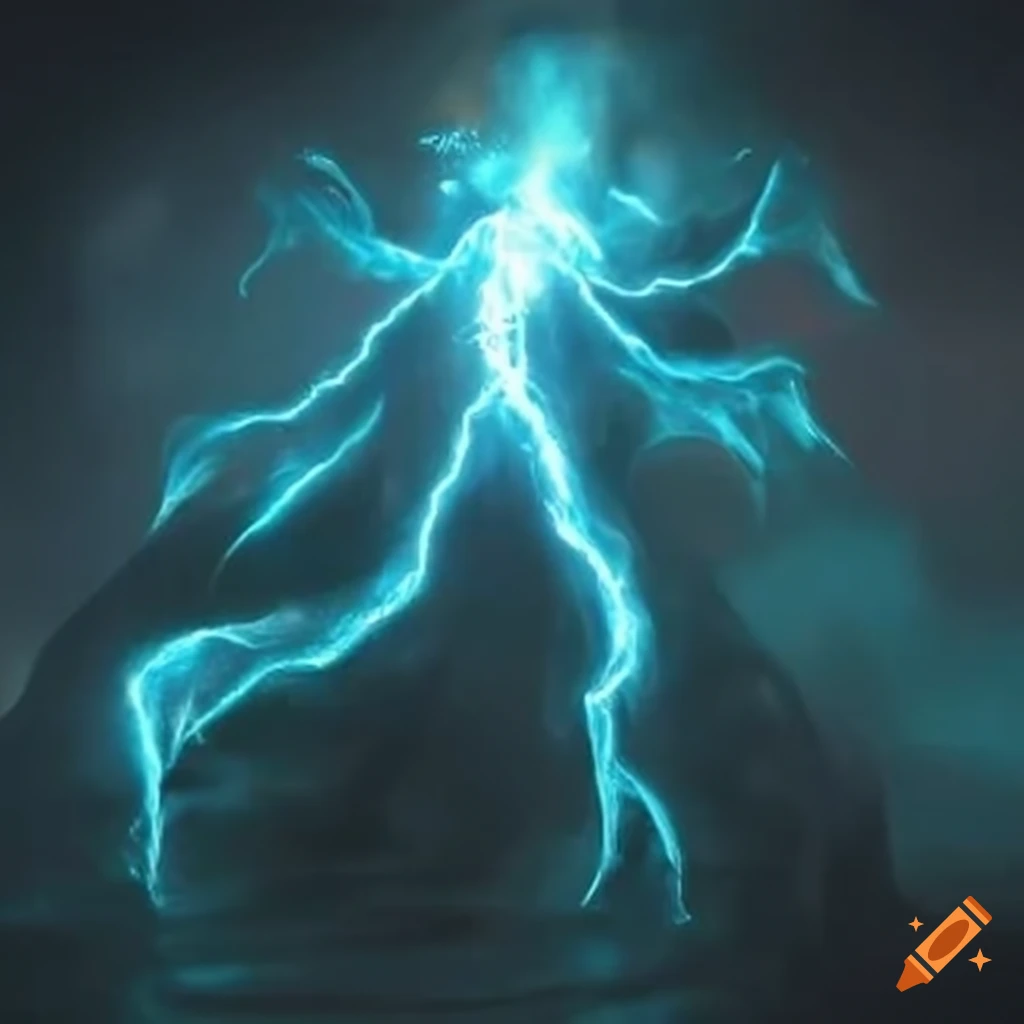 Glowing monster in a cloudy atmosphere on Craiyon